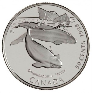 Canadian Silver 50 Cents "Beluga Whale" 1998 coin value KM# 320 ...