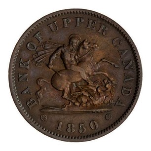 Canadian Penny "Bank of Upper Canada" 1850-1857 KM# Tn3 | coinscatalog.NET