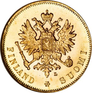 Finnish Gold 10 Markkaa "Wide eagle" 1879-1913 KM# 8.2 | coinscatalog.NET