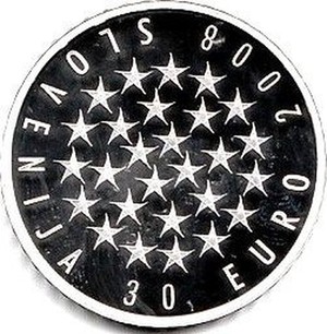 Slovenian Silver 30 Euro "EU Presidency" 2008 KM# 78 | coinscatalog.NET
