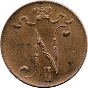 Finnish 5 Pennia "Nikolai II" 1896-1917 KM# 15 | coinscatalog.NET
