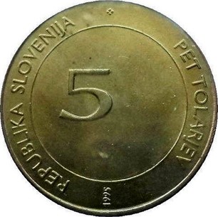 Esloveno 5 Tolarjev "50 Aniversario de la F.A.O." 1995 KM#21 | coinscatalog.NET