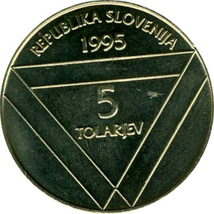Slovenian 5 Tolarjev "Centennial of Erection of Aljaz Tower" 1995 KM# 26 | coinscatalog.NET
