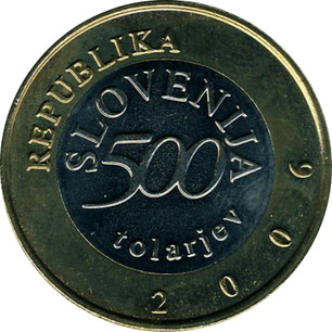 Slovenian 500 Tolarjev "Anton Tomaz Linhart" 2006 KM# 65 | coinscatalog.NET
