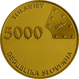 Slovenian 1/5 Oz Gold 5000 Tolarjev "First Railway in Slovenia" 1996 KM# 31 | coinscatalog.NET