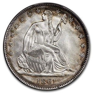 USA Silver Half Dol. "Confederate States of America" 1861 KM# Pn2 ...