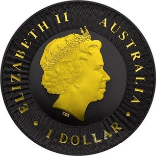 Australian 1 Oz Silver 1 Dollar "Australian Kangaroo (Black-Gold ...