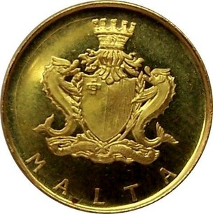 Maltese Gold 20 Pounds "Dolphins Fountain" 1973 KM# 22 | coinscatalog.NET