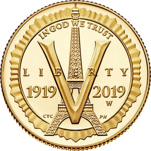 USA Gold $5 "American Legion 100th Anniversary" 2019 | coinscatalog.NET