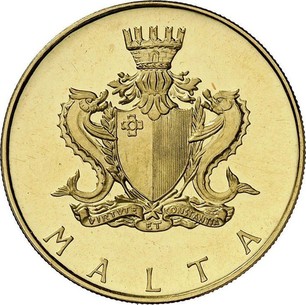 Maltese Gold 50 Pounds "First Maltese coin" 1974 KM# 28 | coinscatalog.NET