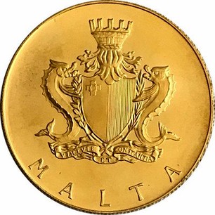 Maltese Gold 50 Pounds "Seagod Neptune" 1972 KM# 18 | coinscatalog.NET