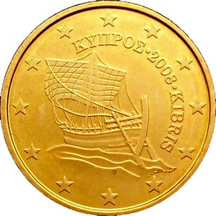 Cypriot 10 Euro Cent "Kyrenia Ship" 2008-2024 KM# 81 | coinscatalog.NET