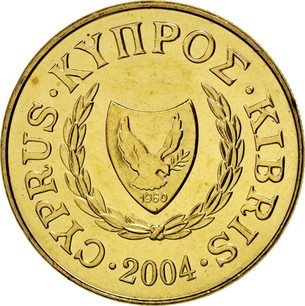Cypriot 20 Cents "Type 2 coat of arms" 1991-2004 KM# 62.2 ...