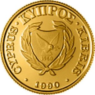 Cypriot Gold 20 Pounds "30th Anniversary of the Republic" 1990 KM# 65 ...