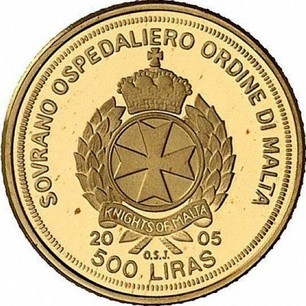 Maltese Gold 500 Liras "Portrait of Pope" 2004-2005 X# 315 ...
