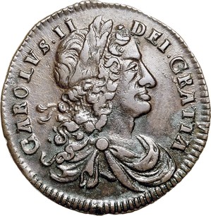 Irish Silver 1/2 Penny "Charles II" 1681 KM# 91a | coinscatalog.NET