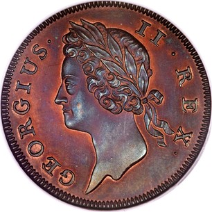 Irish 1/2 Penny "George II small letters" 1736-1738 KM# 125 ...