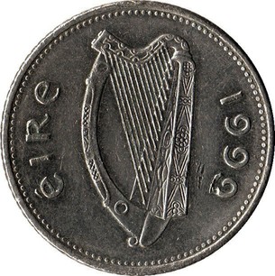 Irish 10 Pence "Small type" 1993-2000 KM# 29 | coinscatalog.NET