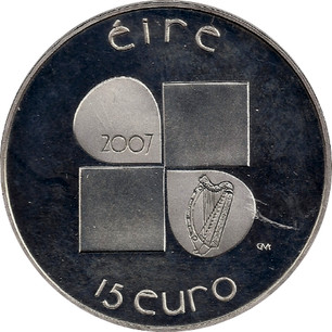 15 Euros de Plata Irlandeses "Ivan Mestrovic" 2007 KM# 52 ...