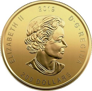 Moneda Canadiense 1 Oz Oro 200 Dolares "Moose" 2019 | coinscatalog.NET