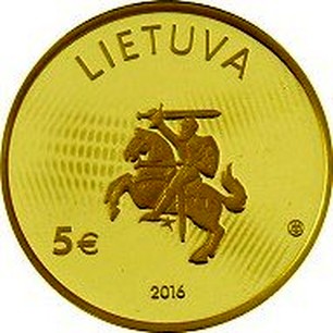 Lithuanian 1/25 Oz Gold 5 Euro "Lithuanian science physics" 2016 KM ...