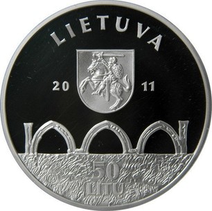 Lithuanian Silver 50 Litu "Vilnius Upper Castle" 2011 KM# 219 ...