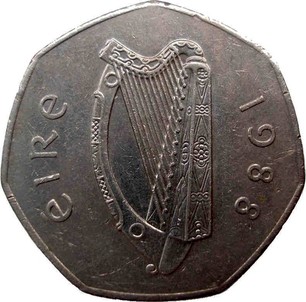 Irish 50 Pence "Dublin Millennium" 1988 KM# 26 | coinscatalog.NET