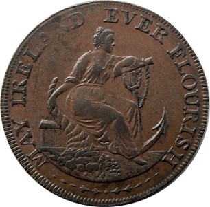 Irish Halfpenny "Dublin - Parker's" 1794-1795 KM# TTN2 | coinscatalog.NET