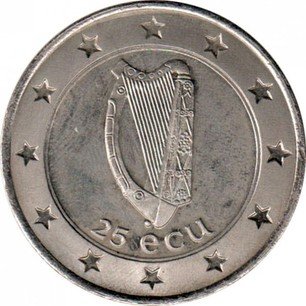 Irish Silver 25 ECU "Cat" 1995 X# 38 | coinscatalog.NET