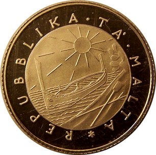 Maltese Silver Pound "Maltese Hunting Dog" 1977 KM# 45 | coinscatalog.NET