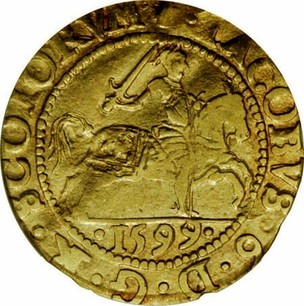 Great Britain Gold 1/2 Rider "James VI" 1593-1601 KM# 17 | coinscatalog.NET