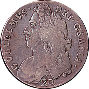 Great Britain Silver 20 Shillings "William II" 1695-1699 KM# 142 ...