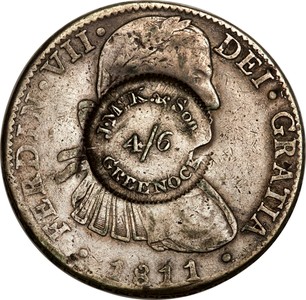 Great Britain Silver 4 Shillings 6 Pence "Scotland Countermark" 1811 KM ...