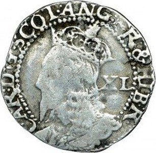 Gran Bretaña Plata 40 Peniques Escocia 1636 KM# 71 | coinscatalog.NET
