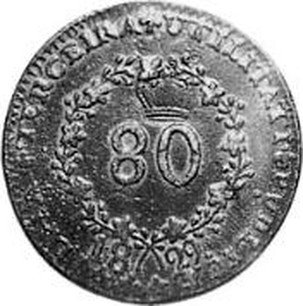 120 Reis portugueses "Moneda contramarcada" 1871 KM# 19,4 ...