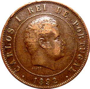 Portuguese 20 Reis Kingdom Decimal coinage 1891-1892 KM# 533 ...