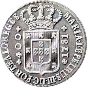 Plata portuguesa 400 Reis (Pinto. 480 Reis) Moneda molida del Reino ...