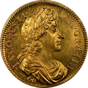 Great Britain Gold 60 Shillings "James II" 1688 X# 21a | coinscatalog.NET