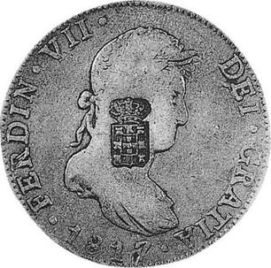 Plata Portuguesa 870 Reis "Moneda Mexicana Contramarcada" 1834 KM# 440. ...
