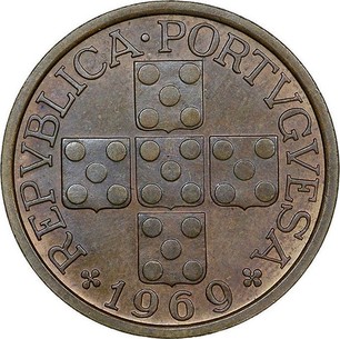 Portuguese 1 Escudo "Pattern" 1969 | coinscatalog.NET
