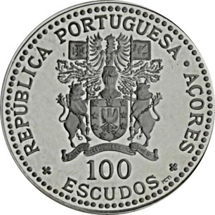 Portuguese Silver 100 Escudos "10th Anniversary or Regional Autonomy ...