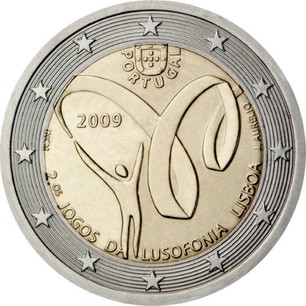 Portuguese 2 Euro "Lusophony Games" 2009 KM# 786 | coinscatalog.NET