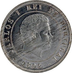 Portuguese 20 Reis "Carlos I Pattern" 1892 | coinscatalog.NET