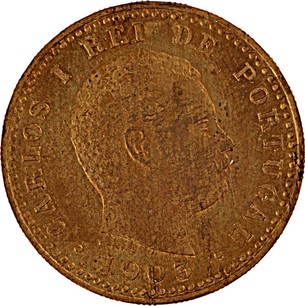 20 Reis portugueses "Patrón Carlos I" 1903 | coinscatalog.NET