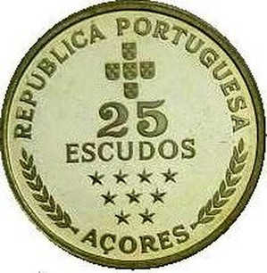 25 Escudos de Plata portugueses "Autonomía Regional Azores" 1980 KM ...