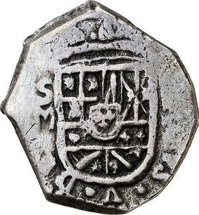 2 Reales de Plata Española "De Vellon Philip V" 1704 KM# 263 ...