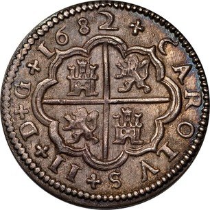 Spanish Silver 2 Reales "Charles II" 1682 KM# 195 | coinscatalog.NET