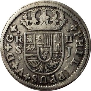 Spanish Silver 2 Reales "Felipe V Seville" 1718-1726 KM# 307 ...