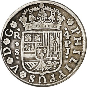 Spanish Silver 4 Reales "Sevilla" 1731-1738 KM# 356 | coinscatalog.NET