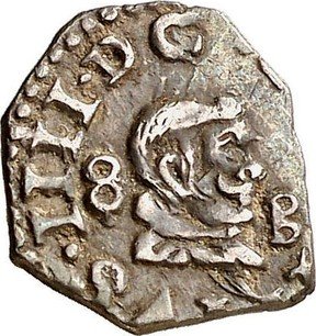 Spanish 1/40 Oz Silver 8 Maravedis "Philip IV Bust" 1643 KM# 14 ...